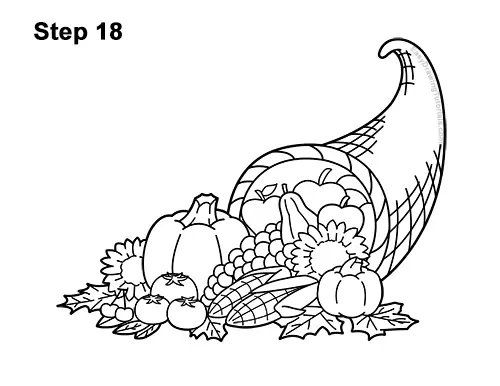 How to Draw a Cornucopia VIDEO & Step-by-Step Pictures